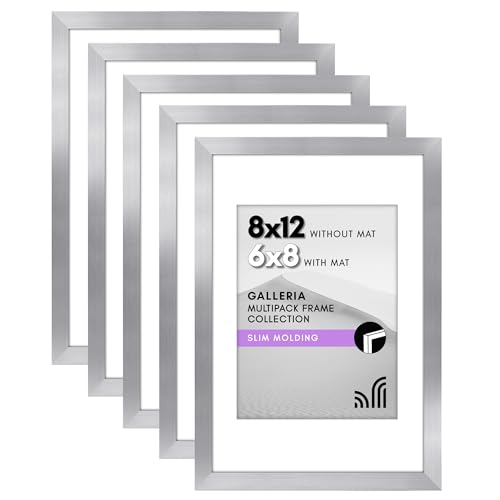 Americanflat 8x12 Picture Frame Set of 5 in Silver - Use as 6x8 Picture ...