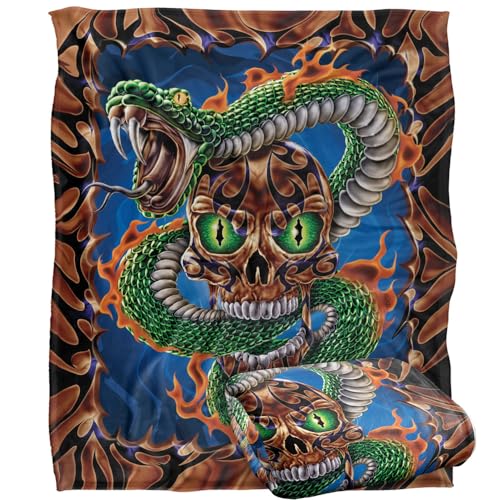 James Piazza Flaming Snake Skull Silky Touch Super Soft Throw Blanket ...