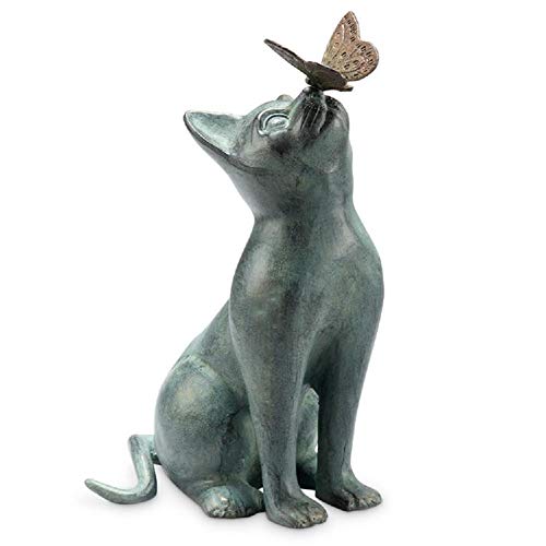 SPI Cat and Butterfly Curiosity Garden Statue Home by Amazon | ufurnish.com