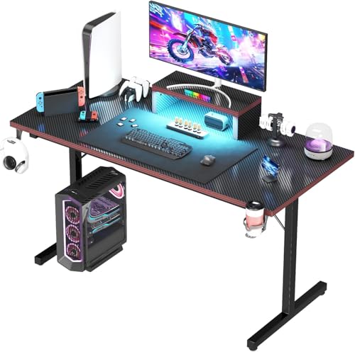 Devoko 140×60cm Gaming Desk With LED,Gaming Desks With Monitor Stand ...