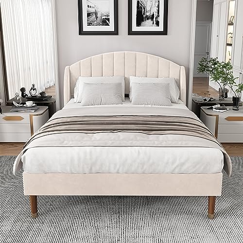 Ball & Cast Velvet Upholstered Double Bed-Frame, 4 ft 6(135 * 190cm ...