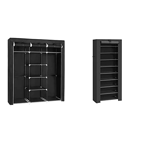 SONGMICS RYG12B Folding Wardrobe, Fabric Cabinet, Foldable Coat Rack ...