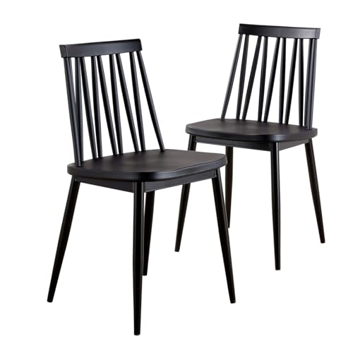Home Source Pair of 2 Dining Chairs, Supportive Slatted Backrest ...