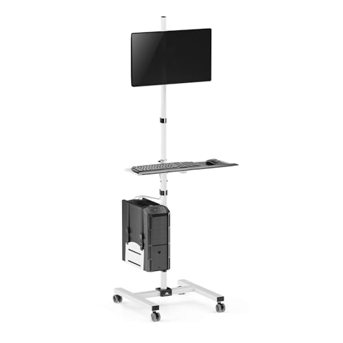 "Maclean professional laptop stand cart, mobile computer workstation on ...