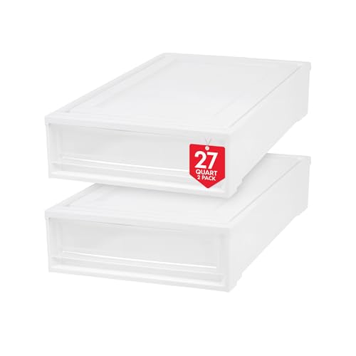 Iris Ohyama Stackable Stacking Drawer, Plastic Chest, White, 27.5 Qt ...