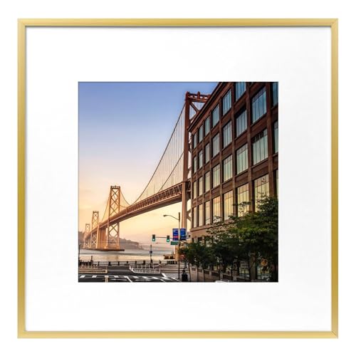 Frametory, 12x12 Aluminum Frame, 8x8 Photo with Ivory Mat for Wall ...