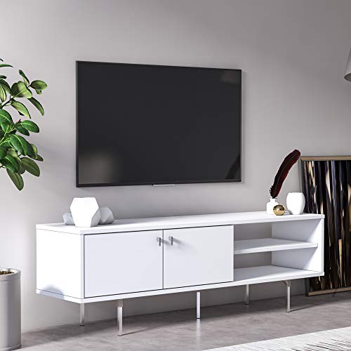 Dmora - Living room TV stand with two hinged doors, 140 x 45 x 35 cm ...