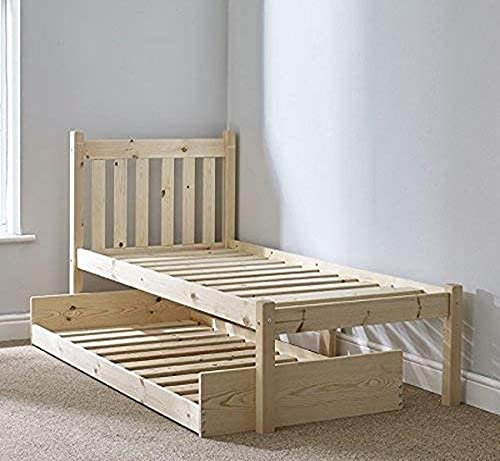 STRICTLY BEDS&BUNKS Amelia Pine Bed Frame with Pull out Guest Bed ...