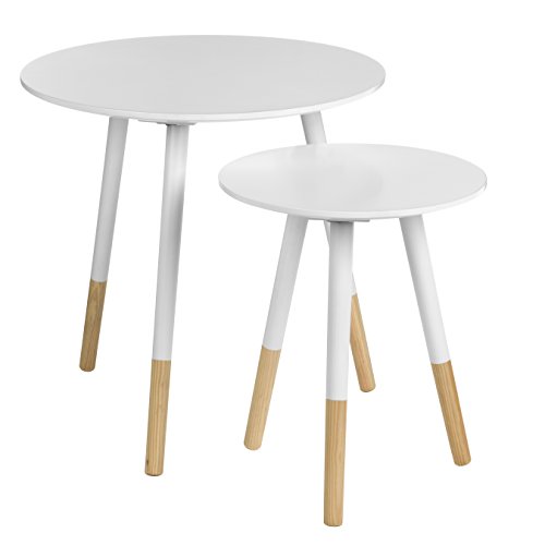 Premier Housewares Round Small Set of 2 Side Table MDF White Side Table ...