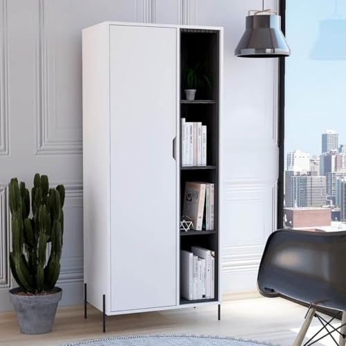 Home Source Auckland Bookcase Cabinet 4 Tier Shelving Unit, 8 Shelves ...
