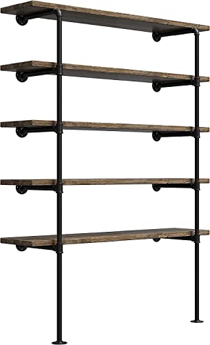 Industrial Retro Wall Mount iron Pipe Shelf,DIY Open Bookshelf,Hung ...