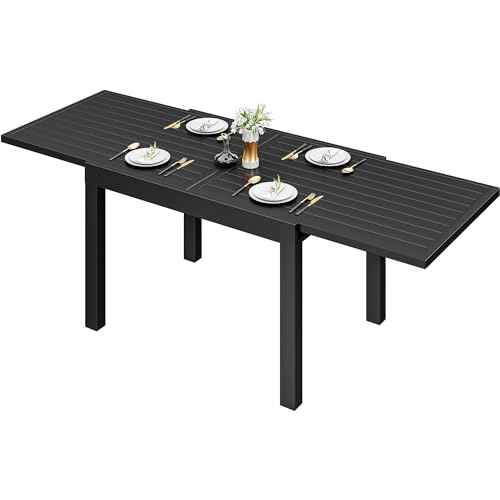 YITAHOME 180cm Extending Garden Table, Full Aluminium Garden Dining ...