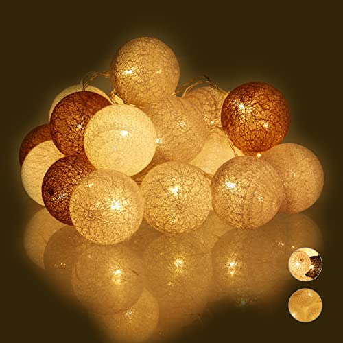 Relaxdays LED Light String with 20 Cotton Balls, Battery-Operated, Mood ...