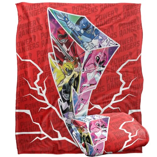 Power Rangers Blanket, 152 x 127 cm Lightning Bolt Rangers Silky Touch ...