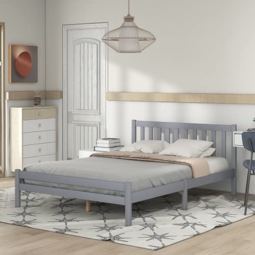 Ball & Cast Double Wooden Bed Frame, 4ft6 Solid Wood Platform Bed ...