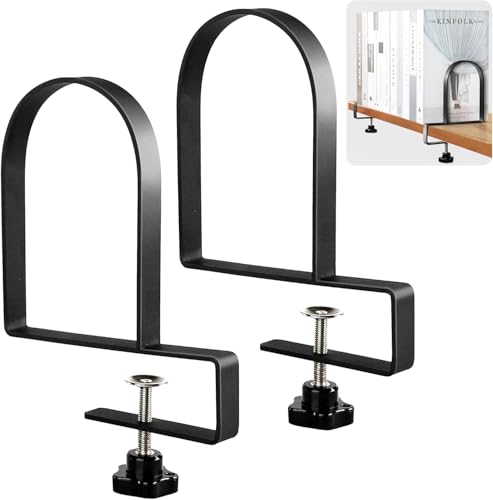 Adjustable Book Ends for Shelves (Metal/Black) Heavy-Duty Clamped Metal ...