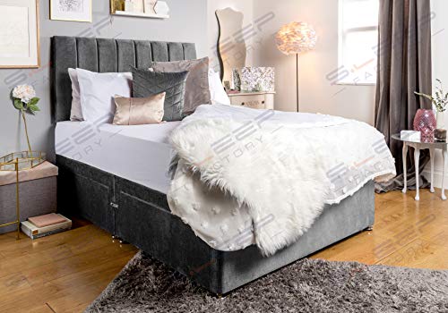 Sleep Factory's Luxury Grey Velveto Divan Bed Set & Memory Foam ...