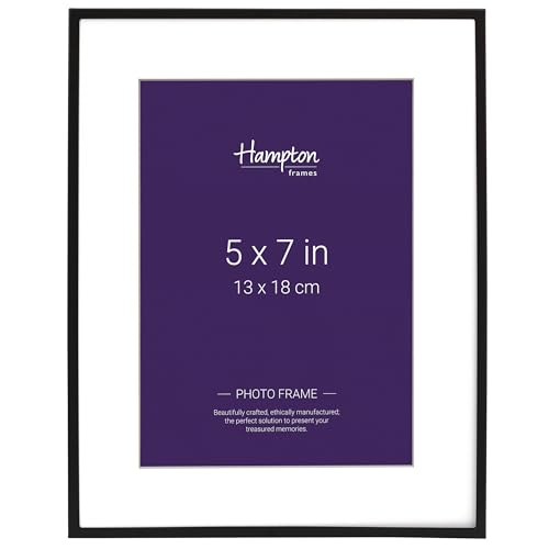 Hampton Frames MADRID Narrow Profile Photo Frame with Bevel Mount Matt Black 5x7 (13x18cm ...