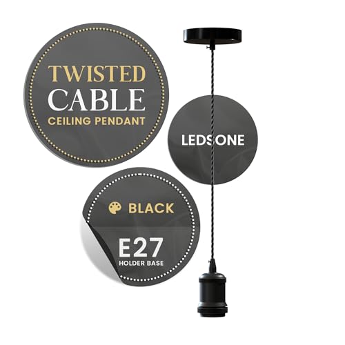 LEDSone Vintage Pendant Light Fitting Kit – Metal Ceiling Rose with ...