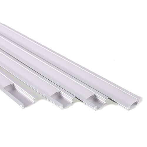 JANDEI – 4 x 1 Meter Aluminum Profile for recessing LED Strip, Diffuser ...
