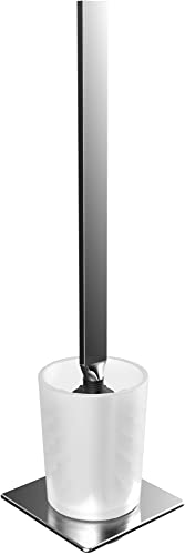 Emco Art Toilet Brush Set, Container Crystal Glass Satin, Handle, Wall Model, Chrome, Metal ...