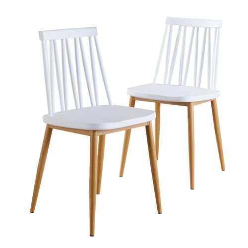 Home Source Pair of 2 Dining Chairs, Supportive Backrest Seating ...