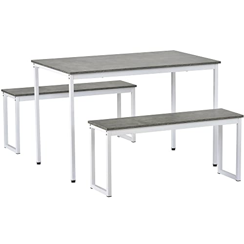 Merax Dining Table and Bench Set - 2 Dining Bench Kitchen Furniture ...