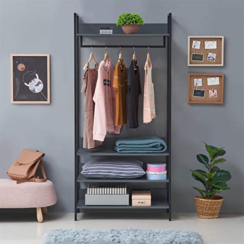 TAD TIMBER ART DESIGN UK Zahra Bedroom Double Open Wardrobe 4 Shelves ...