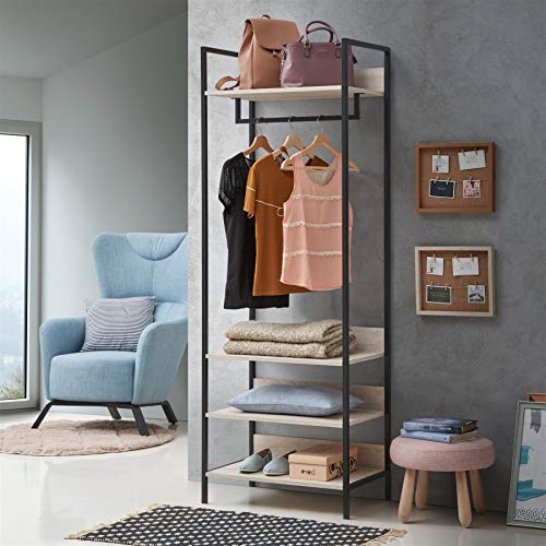 Timber Art Design UK Zahra Double Open Wardrobe with 4 Shelves ...