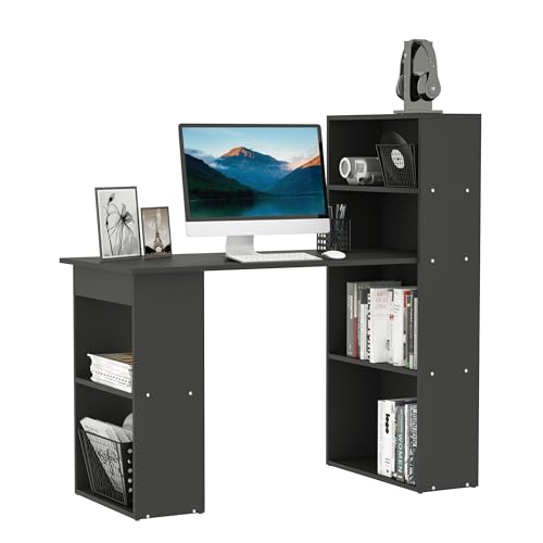 HOMCOM 120cm Modern Computer Desk Bookshelf Study Table Workstation PC ...