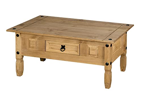 Corona Mexican Style Pine Coffee Table With Drawer by Amazon | uFurnish.com