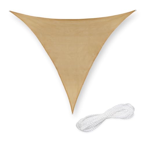 Relaxdays Sun Sail Shade, Triangular Awning, 2 x 2 x 2 m, HDPE Fabric ...