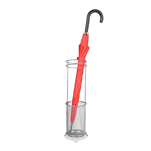 Relaxdays Umbrella Stand, 52.5 x 16 x 16 cm, Metal, Round, Brolly ...