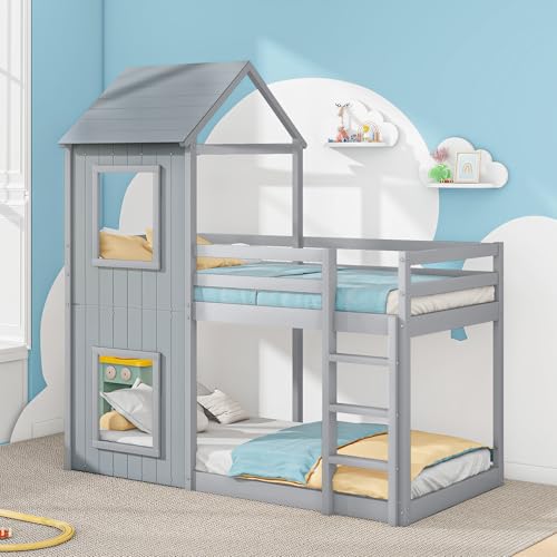 Merax 3FT Bunk Beds for Kids - Single Mid Sleeper Bed - Cabin Bed Frame ...