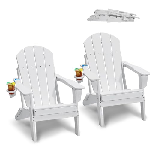 VEVOR Adirondack Chair Plastic, Set of 2 All-Weather Portable Folding ...