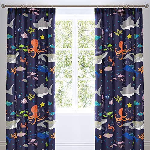 Bedlam - Sea Animals Curtains - Two Panels W66 x L72 (168 x 183cm ...