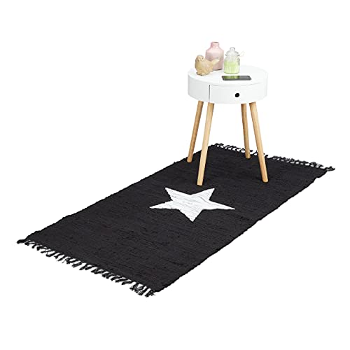 Relaxdays Rug Rag 70 x 140 cm with Star Motif made of 100% Cotton, with ...