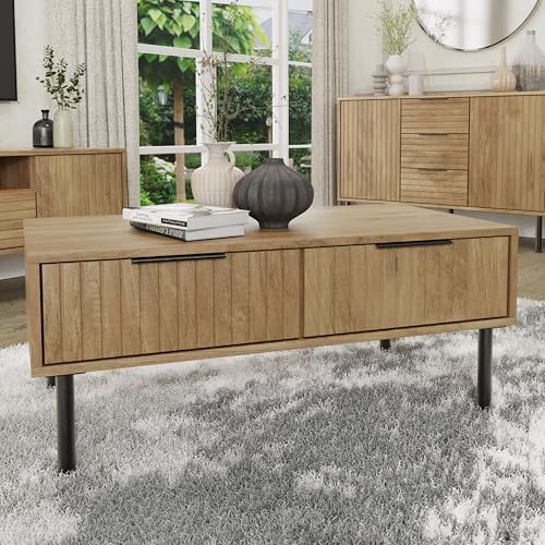GFW Nervata Coffee Table Living Room Storage Display Oak by Amazon ...