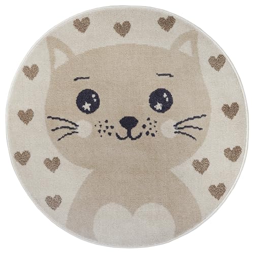 Hanse Home Adventures Children's Rug Round - Cats Hearts Pattern ...