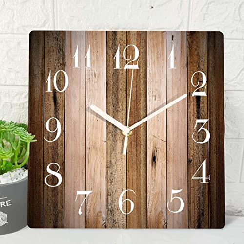 ArtSocket Wooden Wall Clock Silent Non-Ticking, Vintage Wood Barn Board ...