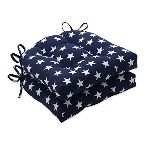 Pillow Perfect Outdoor - Indoor Macey Americana Large Chairpad (Set Of 2), 17 X 17.5 X 4, Blue ...