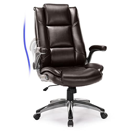 COLAMY Leather Executive Office Chair - High Back Home Computer Desk ...