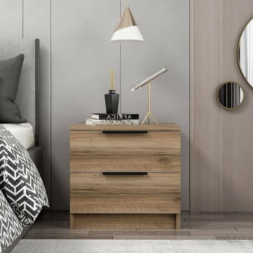 Dmora Chort Bedside Table, Low Chest, Night Table, Bed Shelf, 54 x 47 x H 40 cm, Walnut by ...