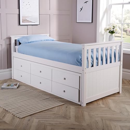 Home Source Bedroom Kid’s Trundle Cabin Day Bed, Pull Out Storge ...