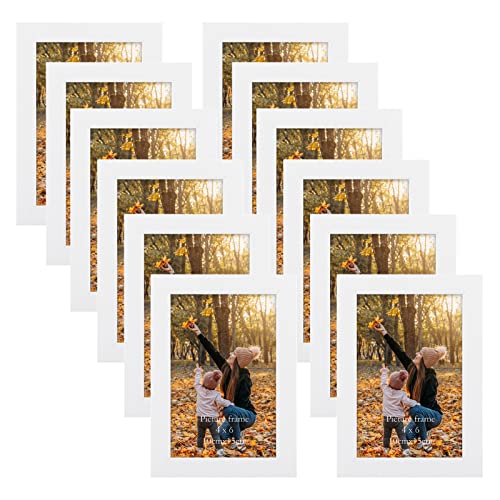 EXYGLO White 6x4 Photo Frames Set of 12, Multiple Picture Frames 6x4 ...