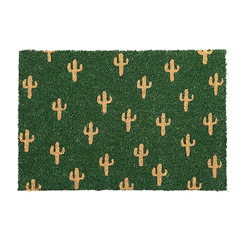 Relaxdays Coir Doormat, Coconut Entrance Mat, Shoe Scaper, Cacti Motif ...