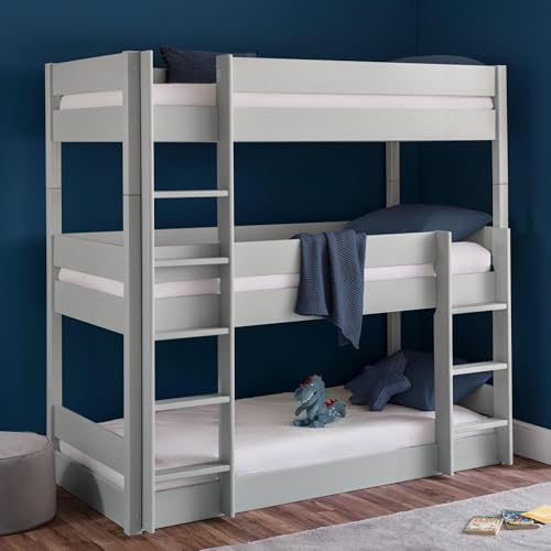 Julian Bowen Dove Grey Wood Trio Bunk Bed, Single by Amazon | ufurnish.com