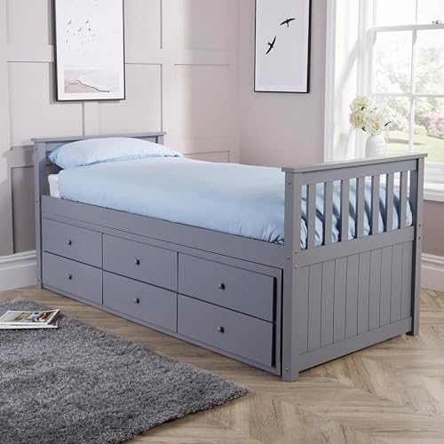 Home Source Bedroom Kid’s Trundle Cabin Day Bed, Pull Out Storge ...