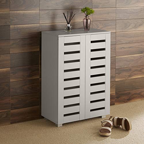 Home Source 2 Door Wooden Shoe Storage Cabinet Rack Stand Slatted ...