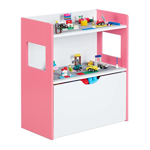 Relaxdays Children's Shelf with Building Blocks Panels, Storage Box ...